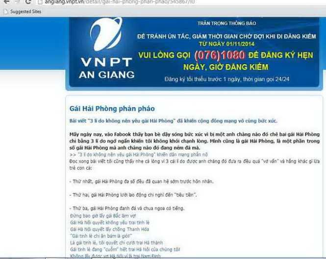 Đăng bài '...cấm yêu con gái Hải Phòng', VNPT An Giang bị phạt