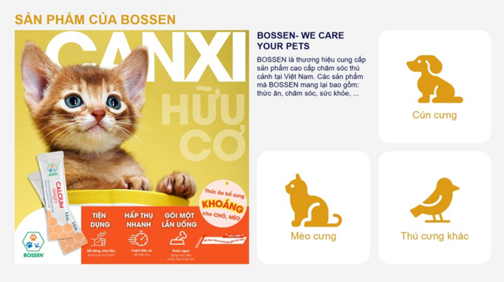 Bossen - thương hiệu sản phẩm chăm sóc thú cưng uy tín tại Việt Nam